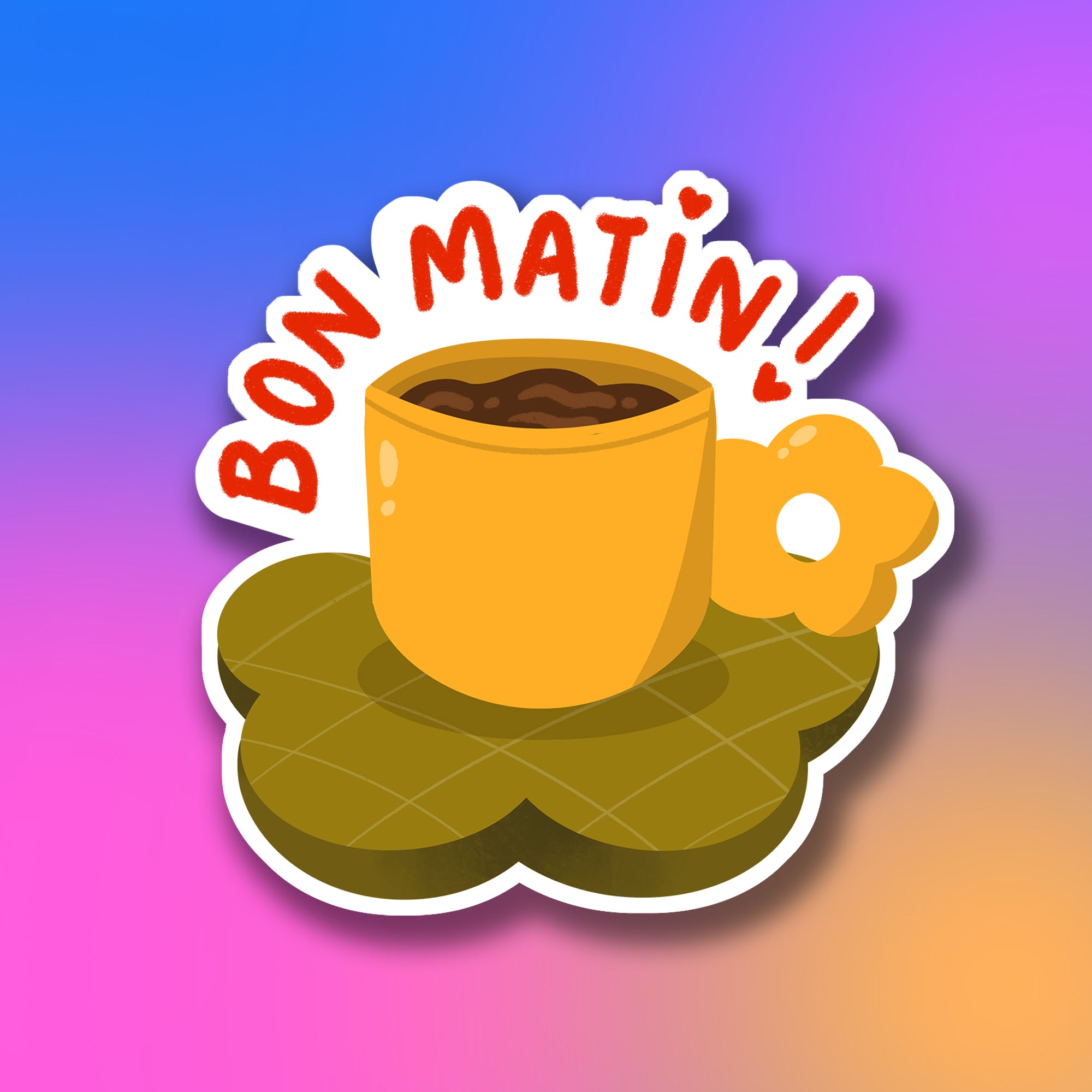 Sticker Bon Matin | Collant Illustré par Jade Lachine – Jadelachine